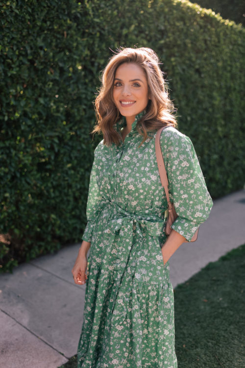 A Green and White Floral Shirtdress in California - Julia Berolzheimer